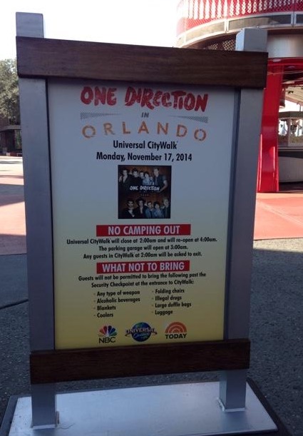 One Direction to appear in concert at Universal Orlando