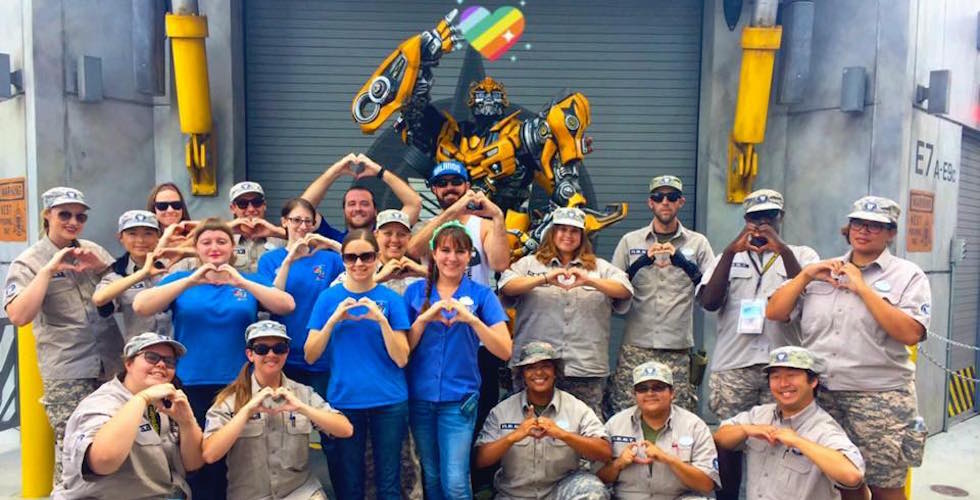 Theme park employees show support with group heart photos - Attractions ...