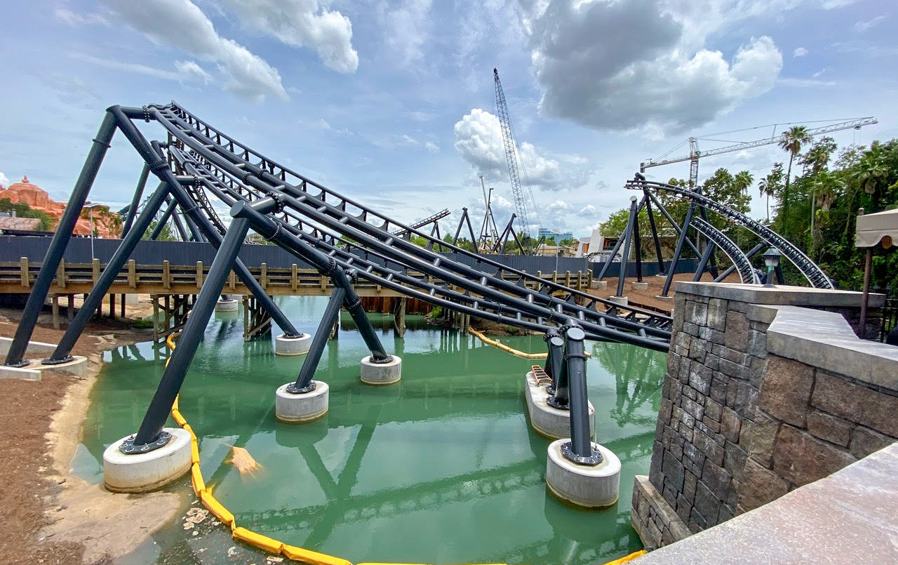 Photo Update: Jurassic Park ‘Velocicoaster’ adds new track maneuvers