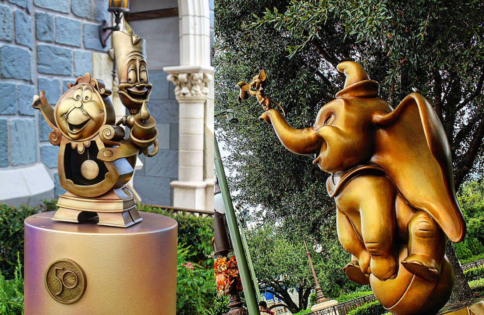 Walt Disney World gold Fab 50 statues added to Magic Kingdom and Epcot