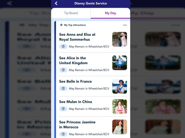 Epcot character set times now in the My Disney Experience app