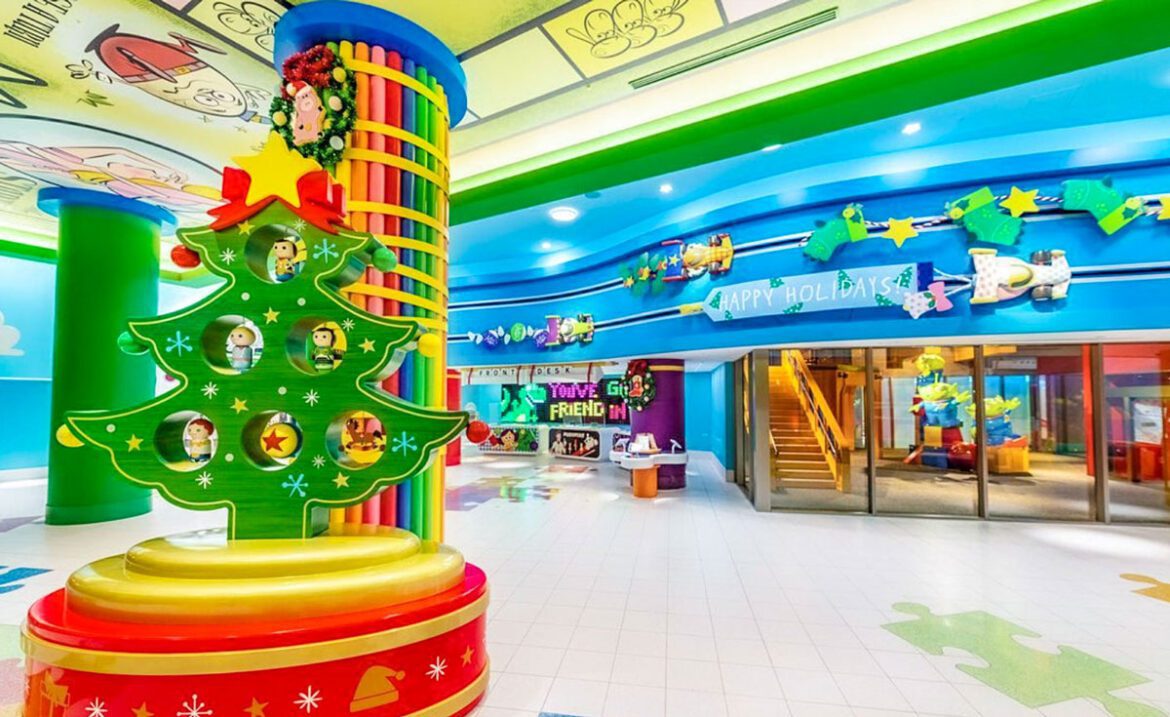 New Toy Story Hotel holiday decorations at Tokyo Disney Resort
