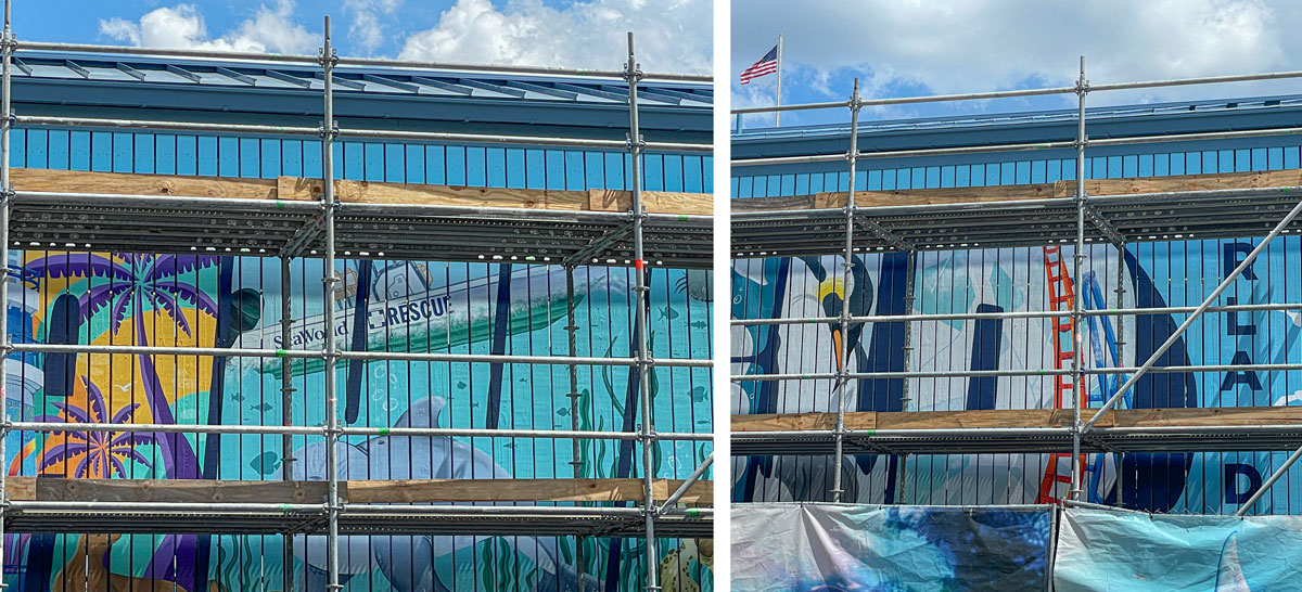 SeaWorld's Pipeline Surf Coaster – Stylized graffiti and day testing