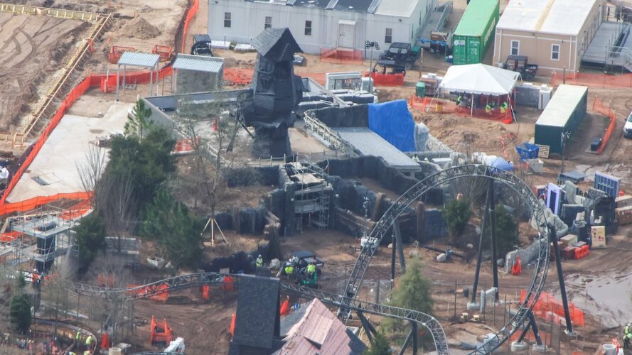 Epic Universe Classic Monsters windmill is alive, out of scaffolding