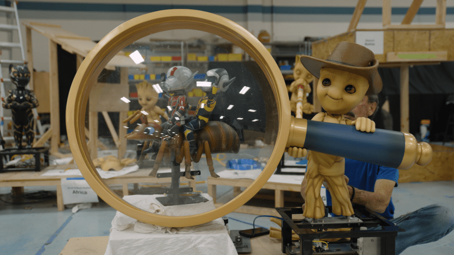 Marvel characters in 'It's a Small World with Groot' at Tokyo Disney