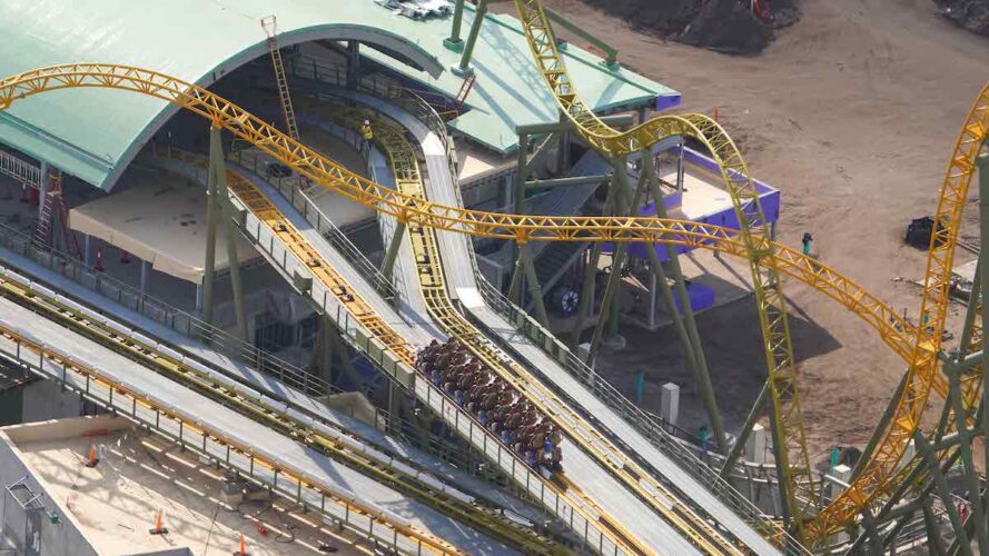 Construction update: Starfall Racers coaster train at Epic Universe