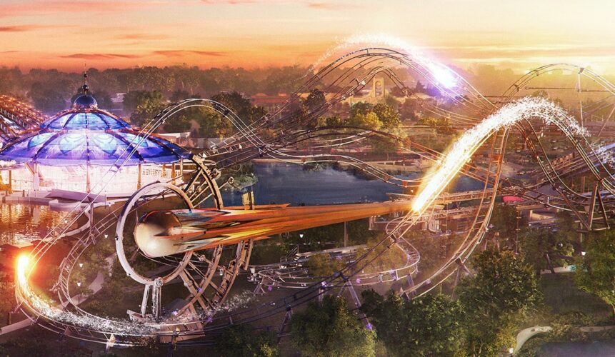 Construction update: Starfall Racers coaster train at Epic Universe