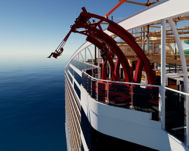 Swing 160 feet over the sea on MSC cruise ship's Cliffhanger ride