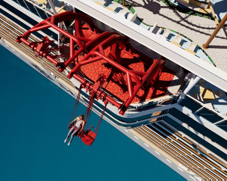 Swing 160 feet over the sea on MSC cruise ship's Cliffhanger ride