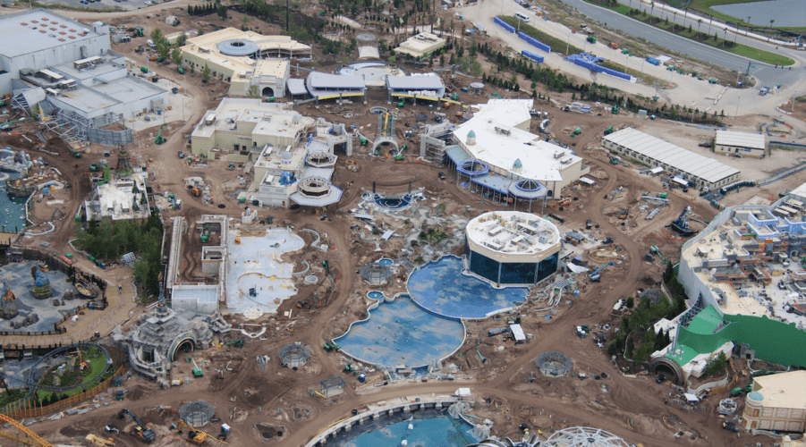 Construction: Chronos Device rises at Epic Universe park entrance