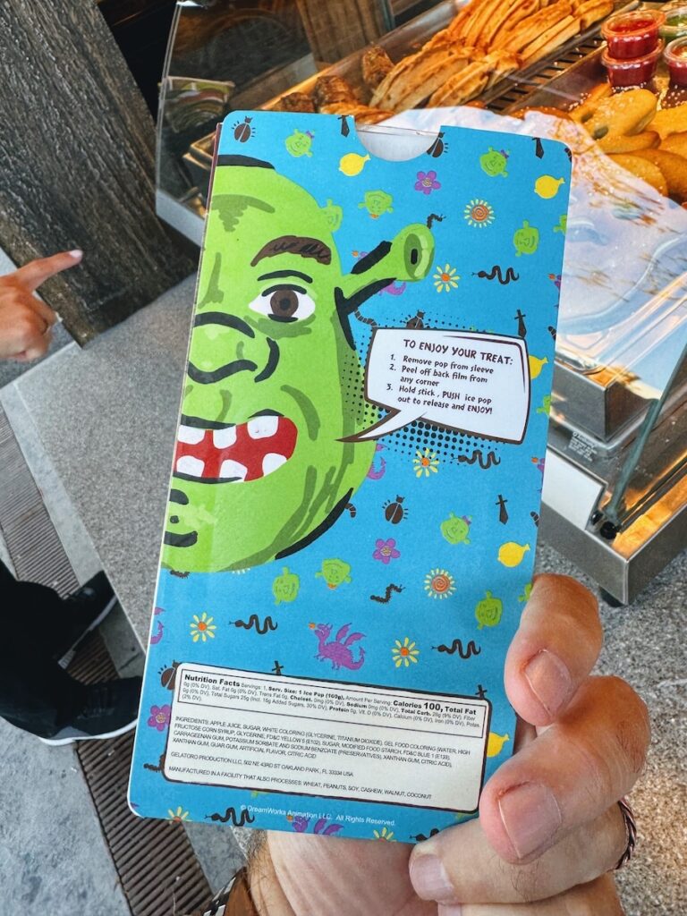 DreamWorks Land snack menus with prices (Shrekzel!)