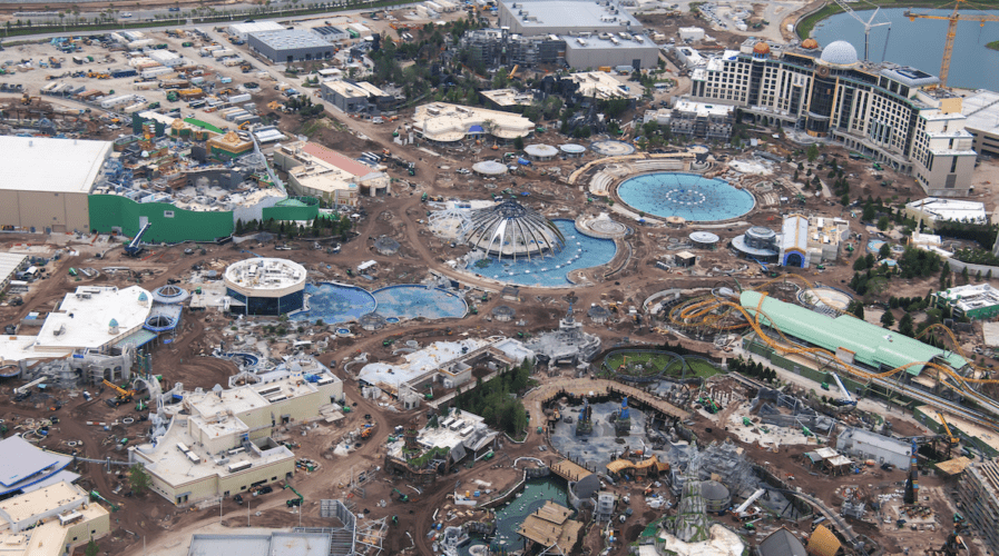 Construction: Chronos Device rises at Epic Universe park entrance