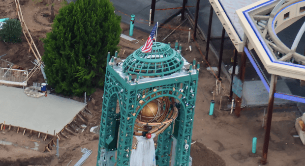 Epic Universe construction update: entrance sign, Chronos tower