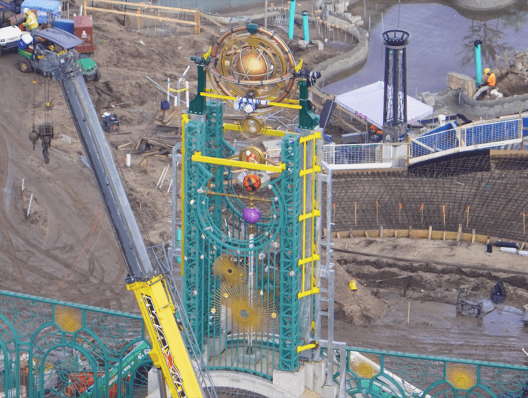 Epic Universe construction update: entrance sign, Chronos tower