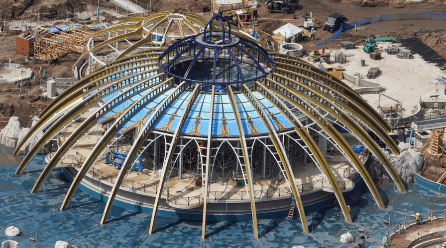 Epic Universe construction update: entrance sign, Chronos tower