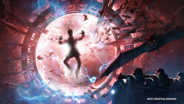 Epic Universe construction: Frankenstein Manor in Dark Universe