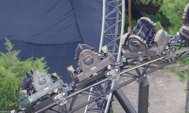 Epic Universe coasters testing, sculptures installed