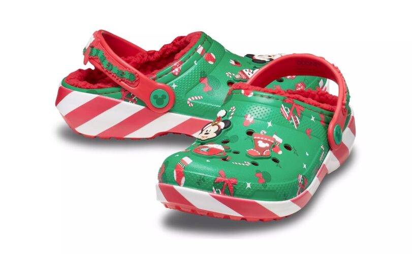 Disney Christmas Crocs with Mickey and Minnie are festive, fuzzy