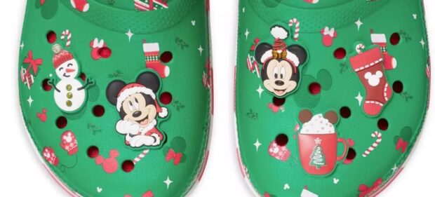 Disney Christmas Crocs with Mickey and Minnie are festive, fuzzy