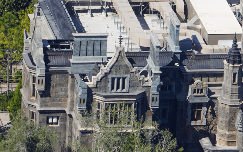 Epic Universe construction: Frankenstein Manor in Dark Universe