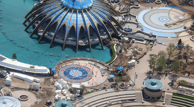 Celestial Park at Epic Universe stuns in new construction photos