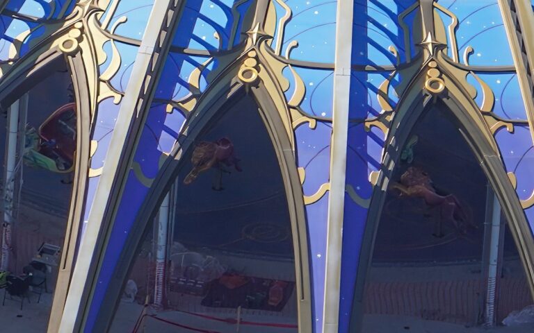 Epic Universe construction: Constellation Carousel ride vehicles