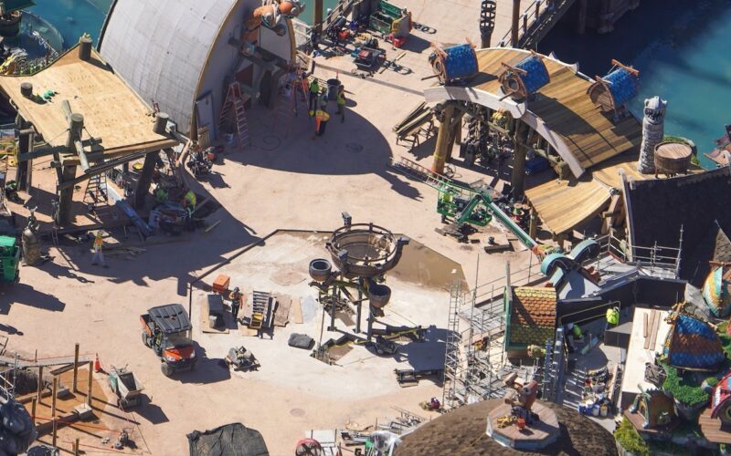 Epic Universe construction: How to Train Your Dragon theming