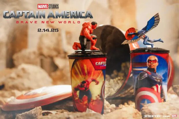 Captain America popcorn bucket shield at AMC, Red Hulk at Regal