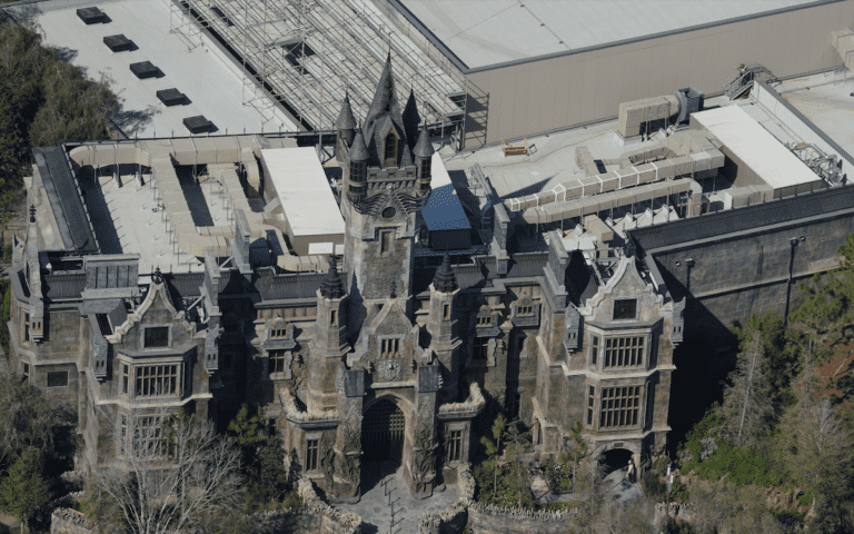 Frankenstein Manor theming in Dark Universe at Epic Universe