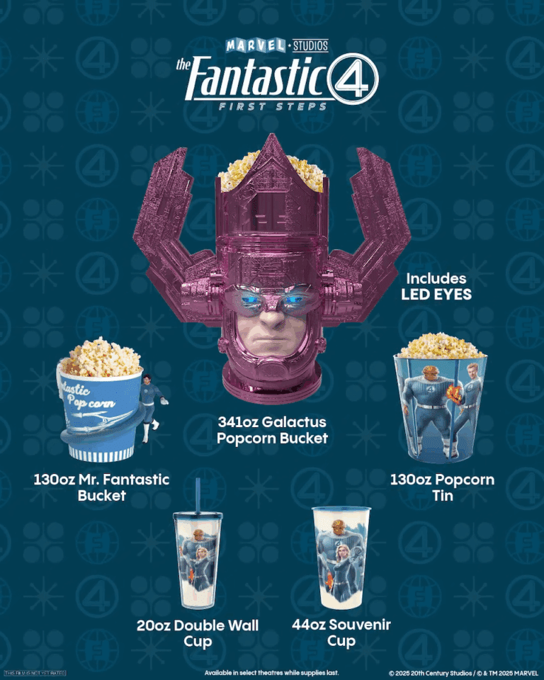 Fantastic Four popcorn buckets | AMC, Cinemark, Regal, Alamo