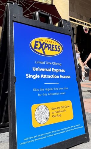 Express pass for single attractions testing at Universal Orlando