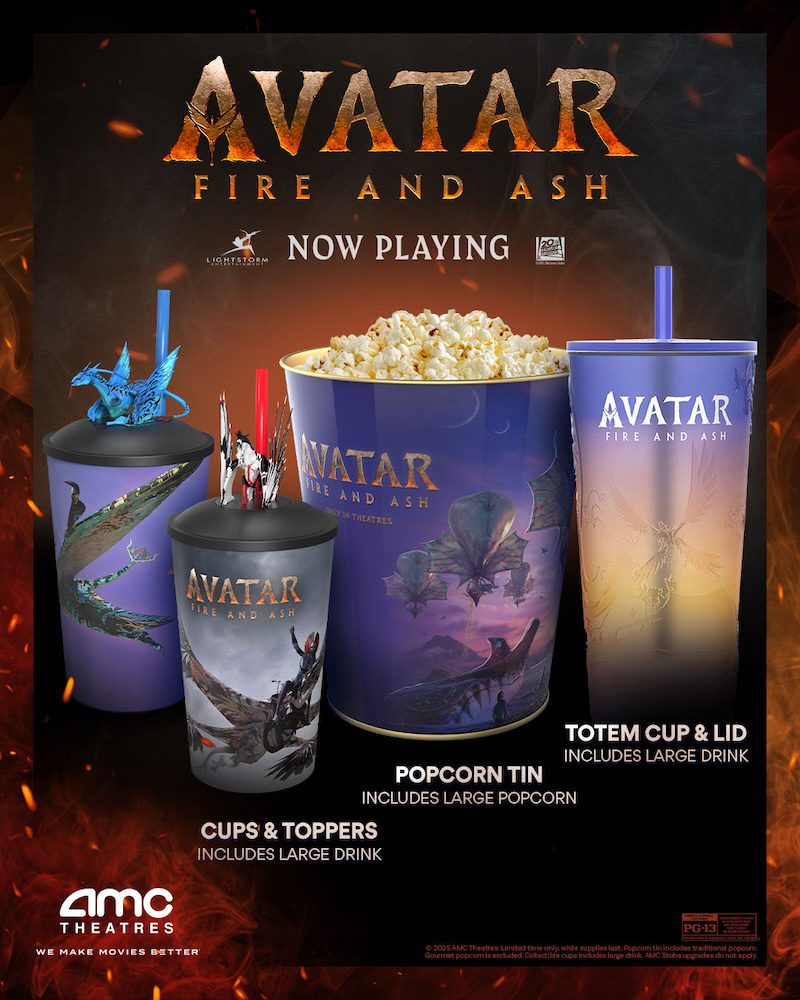 Avatar: Fire and Ash popcorn buckets at AMC, Regal, Cinemark