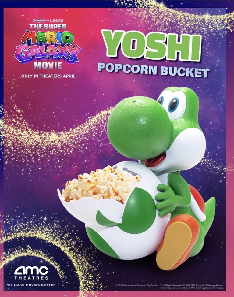 ‘Super Mario Galaxy Movie’ Yoshi popcorn bucket at AMC & Cinemark theaters